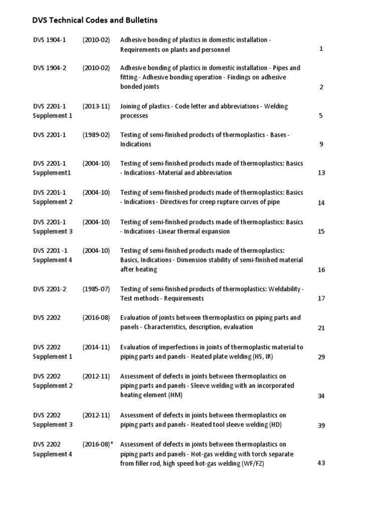 DVS 2017 Table of Contents 2 | PDF | Thermoplastic | Pipe (Fluid ...