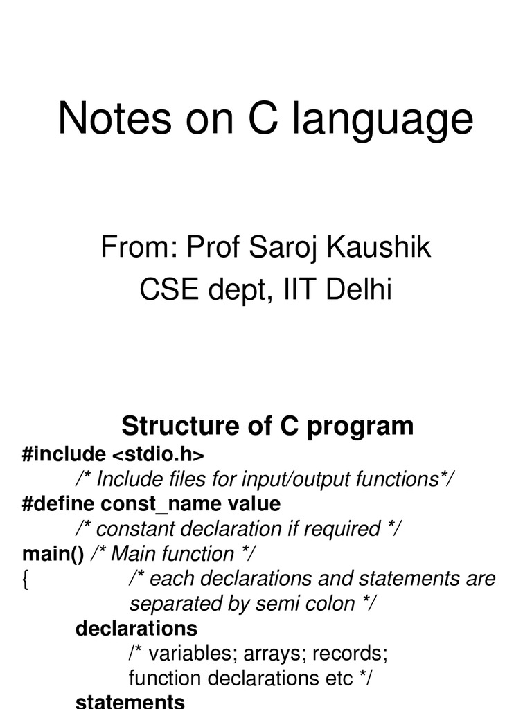 C Notes | PDF | Data Type | Parameter (Computer Programming) C Notes | PDF | Data Type | Parameter (Computer Programming)