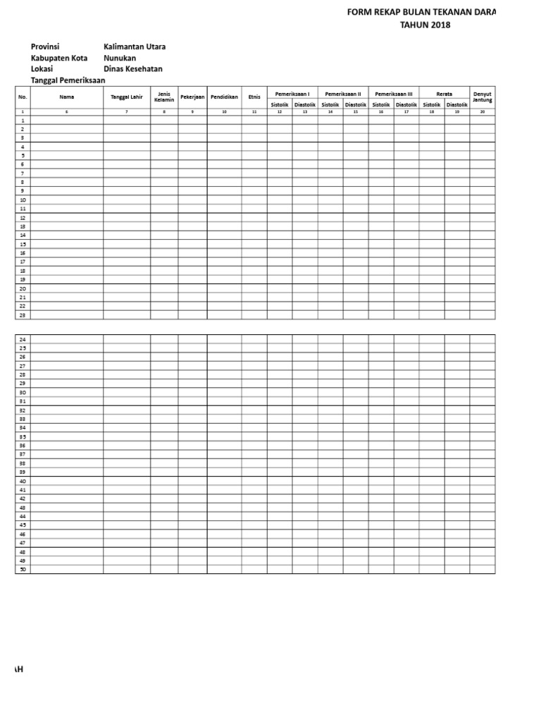 Form Rekap Hhs 18modif | PDF
