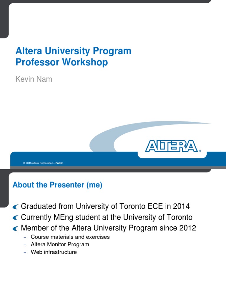Altera University Program Professor Workshop: Kevin Nam | PDF | Field ...