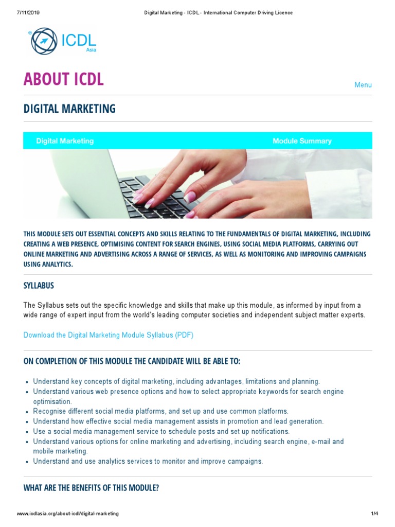 Digital Marketing - ICDL - International Computer Driving Licence | PDF ...