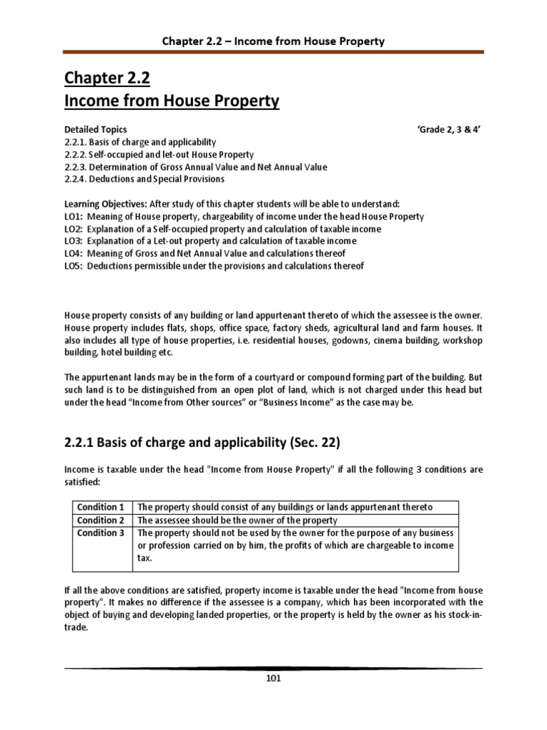 Chapter 2.2 - Income From House Property | PDF | Tax Deduction | Income Tax