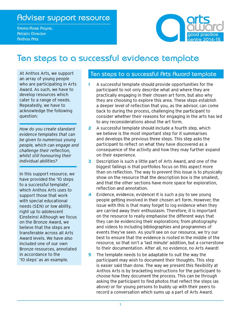 10 Steps To A Successful Evidence Template | PDF | Learning | Cognition