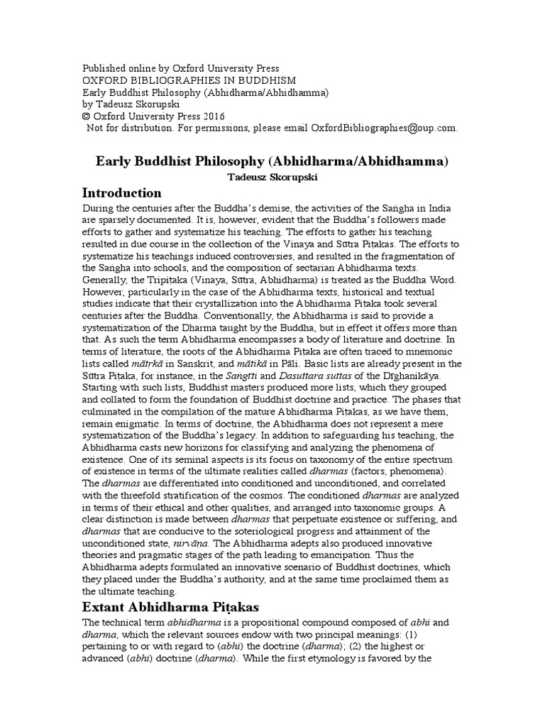 Early Buddhist Philosophy Abhidharma Abh | Download Free PDF | Buddhist ...