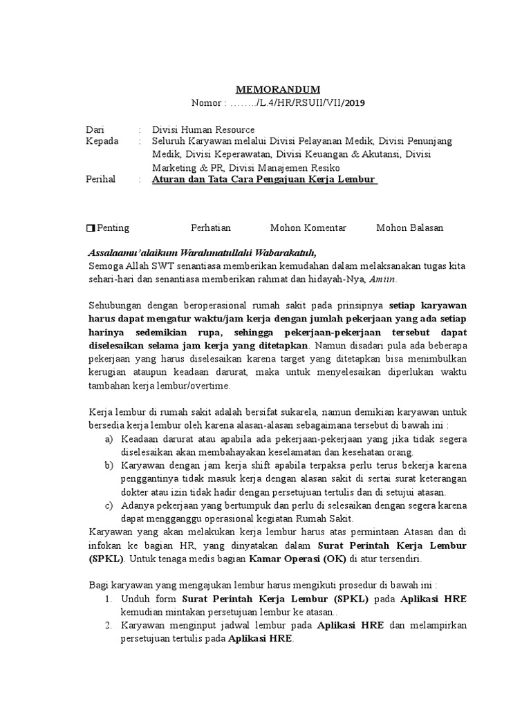 Memorandum Lembur | PDF