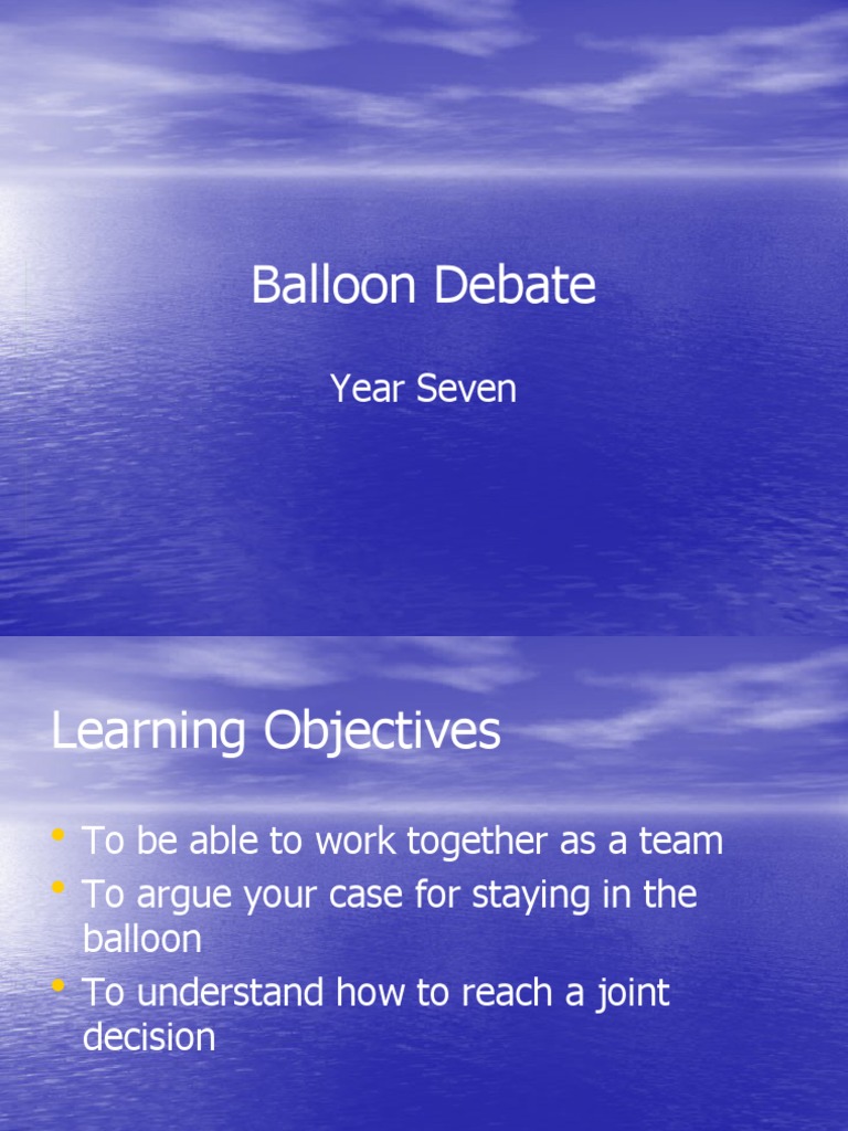 Balloon Debate: Survival Team Challenge | PDF