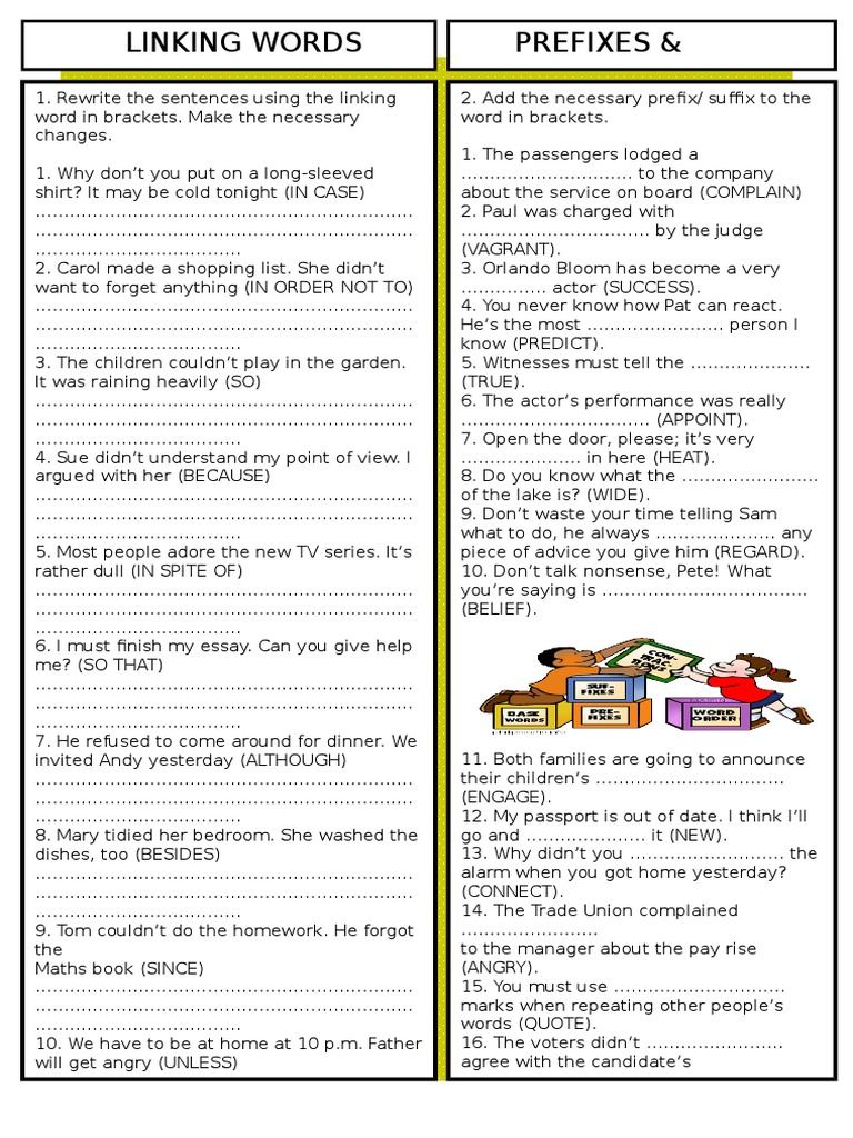 Linkers Worksheet+answers | PDF