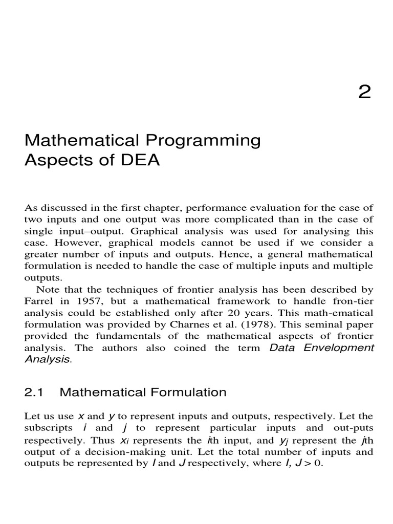 Mathematical Programming Aspects of DEA | PDF | Mathematical ...
