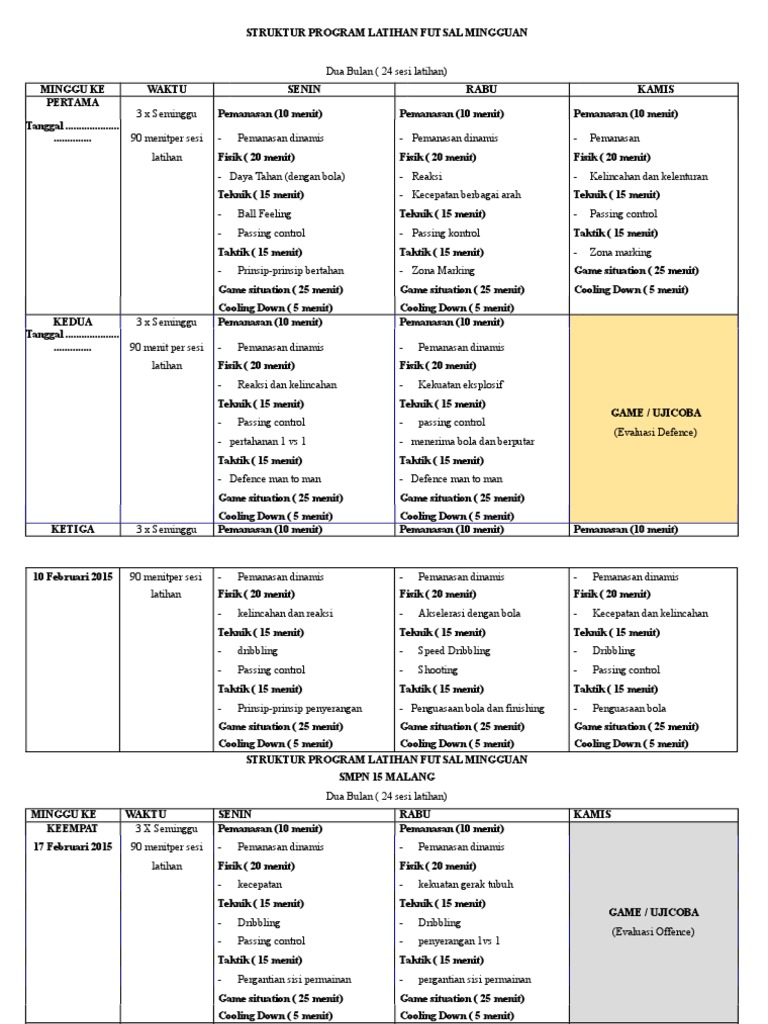 Program Latihan Futsal Bulanan | PDF