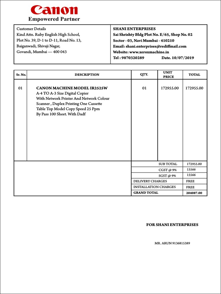 cANON BILL PDF | PDF