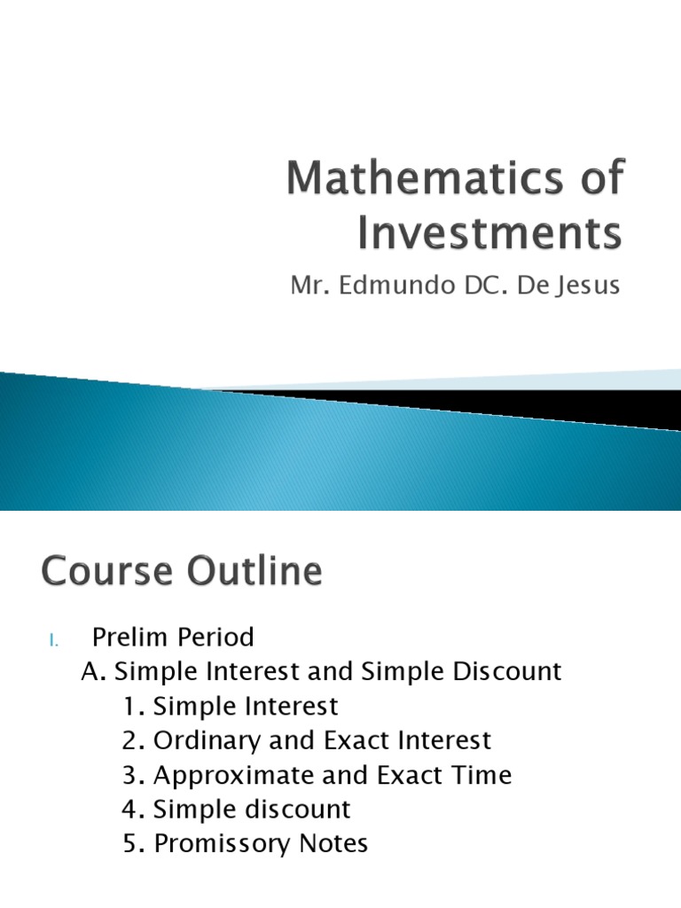 Mathematics of Investments | PDF | Interest | Present Value
