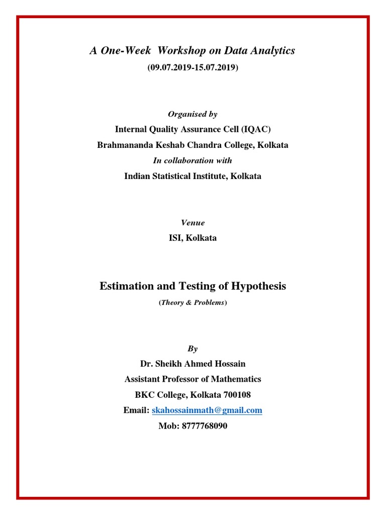 Estimation And Test Of Hypothesis Pdf Pdf Estimator Bias Of An Estimator