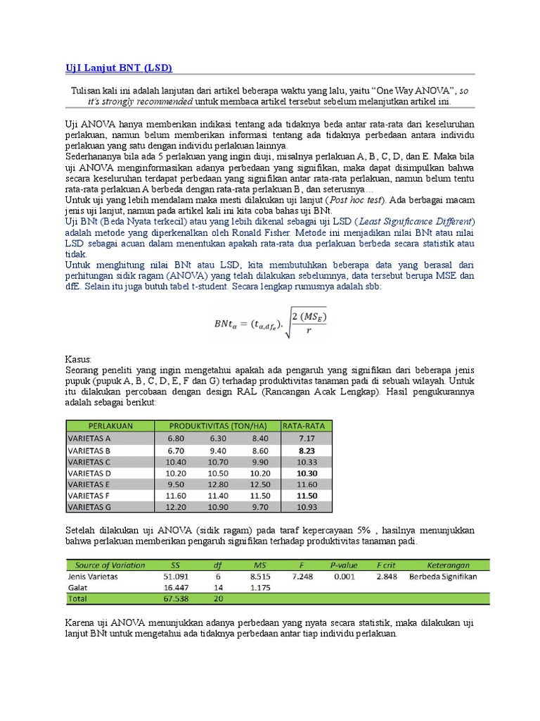 Uji BNT | PDF | Metode & Bahan Ajar