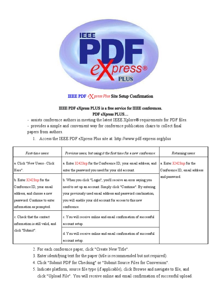 Ieee PDF: Ieee PDF Express Plus Is A Free Service For Ieee Conferences ...