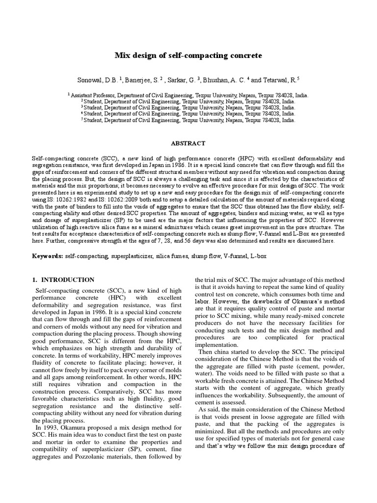 Mix Design of SCC | PDF | Concrete | Cement