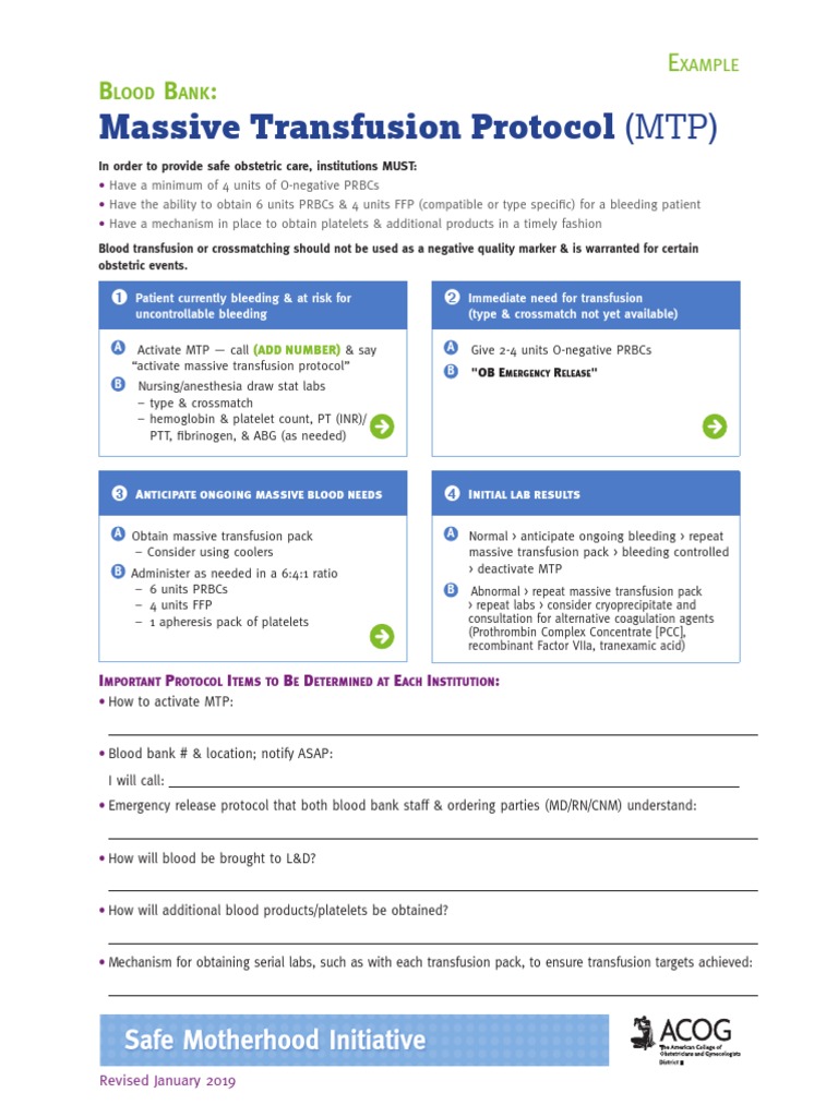 Massive Blood Transfusion Protocol | PDF | Blood Transfusion | Bleeding