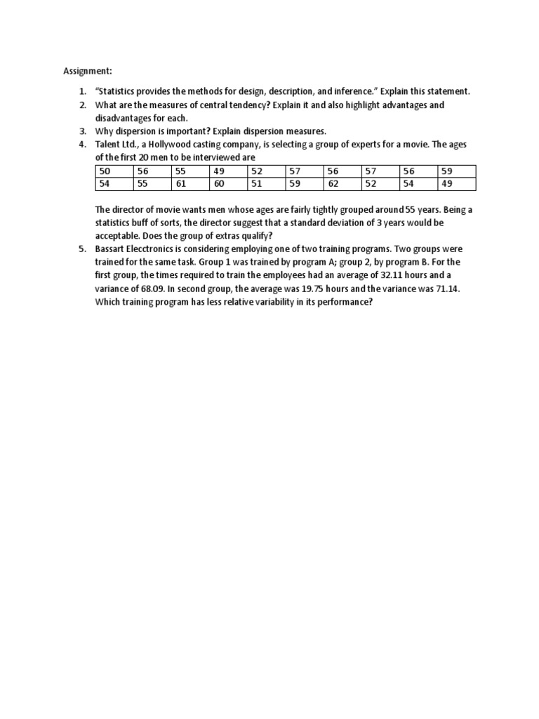 Assignment Stat I | PDF
