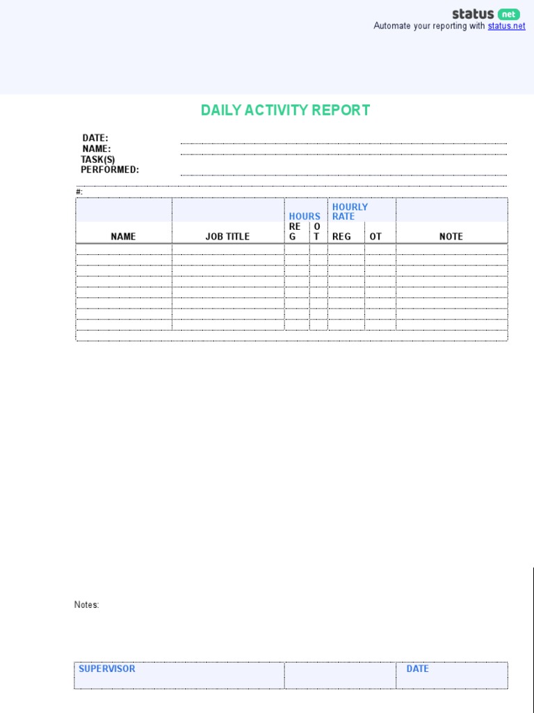 Daily Activity Report Template 2 | PDF | Computers