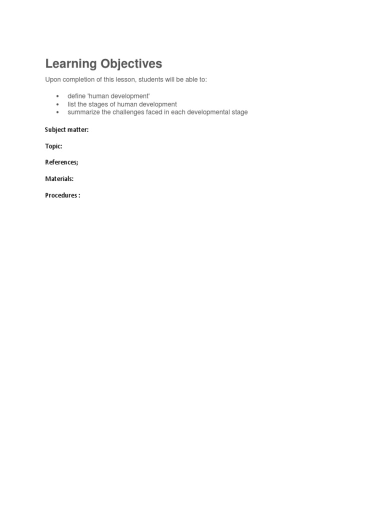 Learning Objectives | PDF