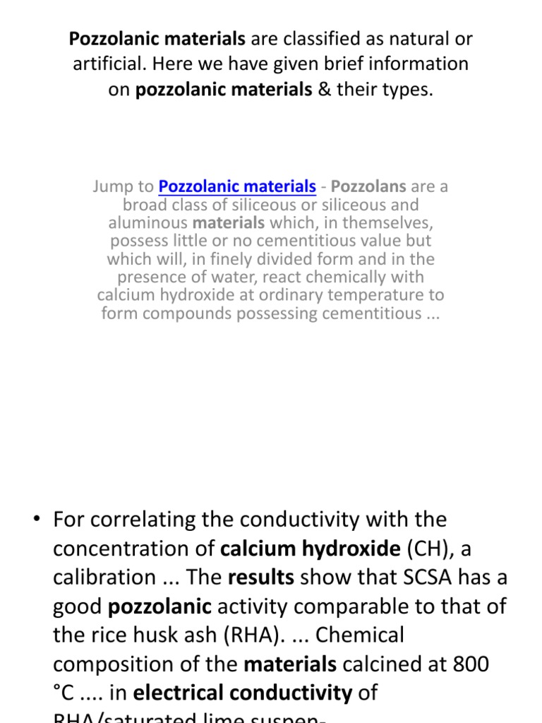 Artificial. Here We Have Given Brief Information On Pozzolanic ...