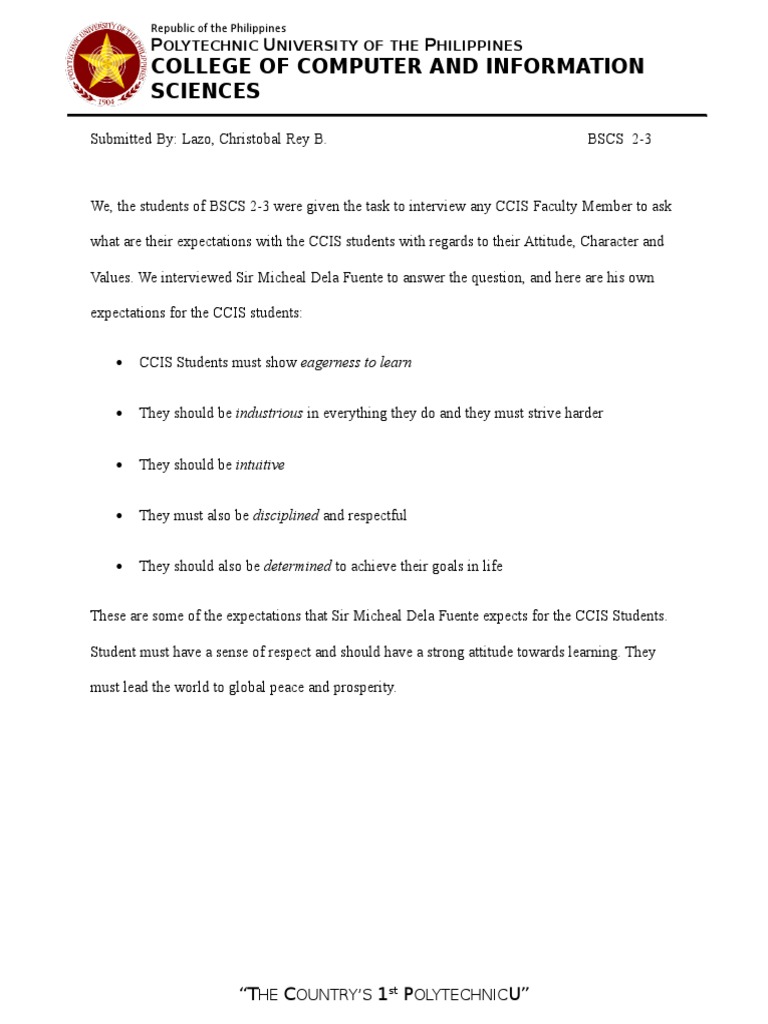 College of Computer and Information Sciences: Olytechnic Niversity of ...