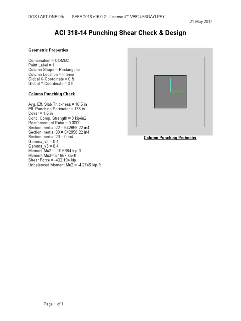 ACI 318-14 Punching Shear Check & Design: Geometric Properties | PDF ...