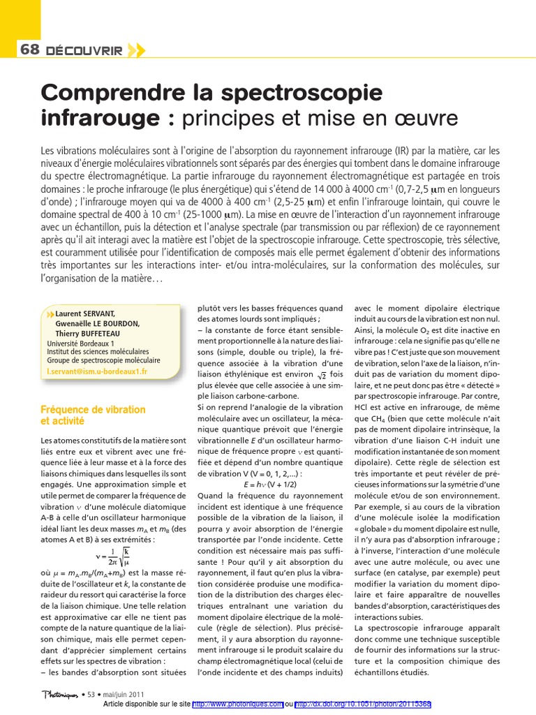 Comprendre La Spectroscopie Infrarouge | PDF | Infrarouge | Indice de ...