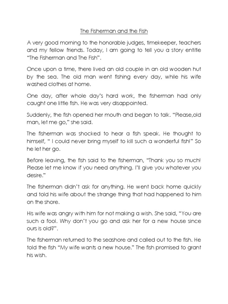 The Fisherman and the Fish Story | PDF | Home & Garden