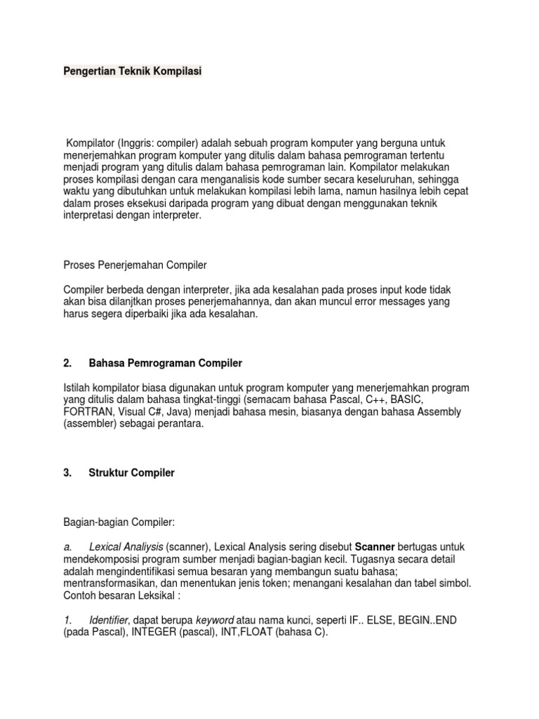 Pengertian Teknik Kompilasi Wikal | PDF | Metode & Bahan Ajar | Komputer