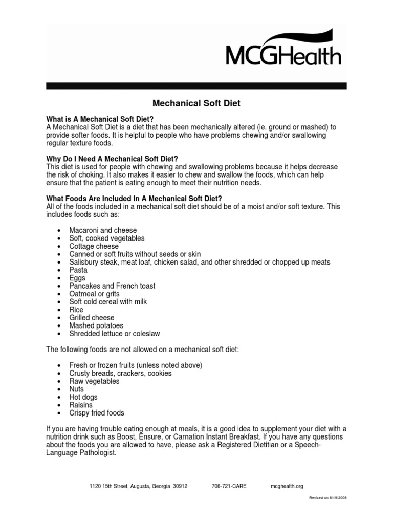 Mechanical Soft Diet PDF | PDF
