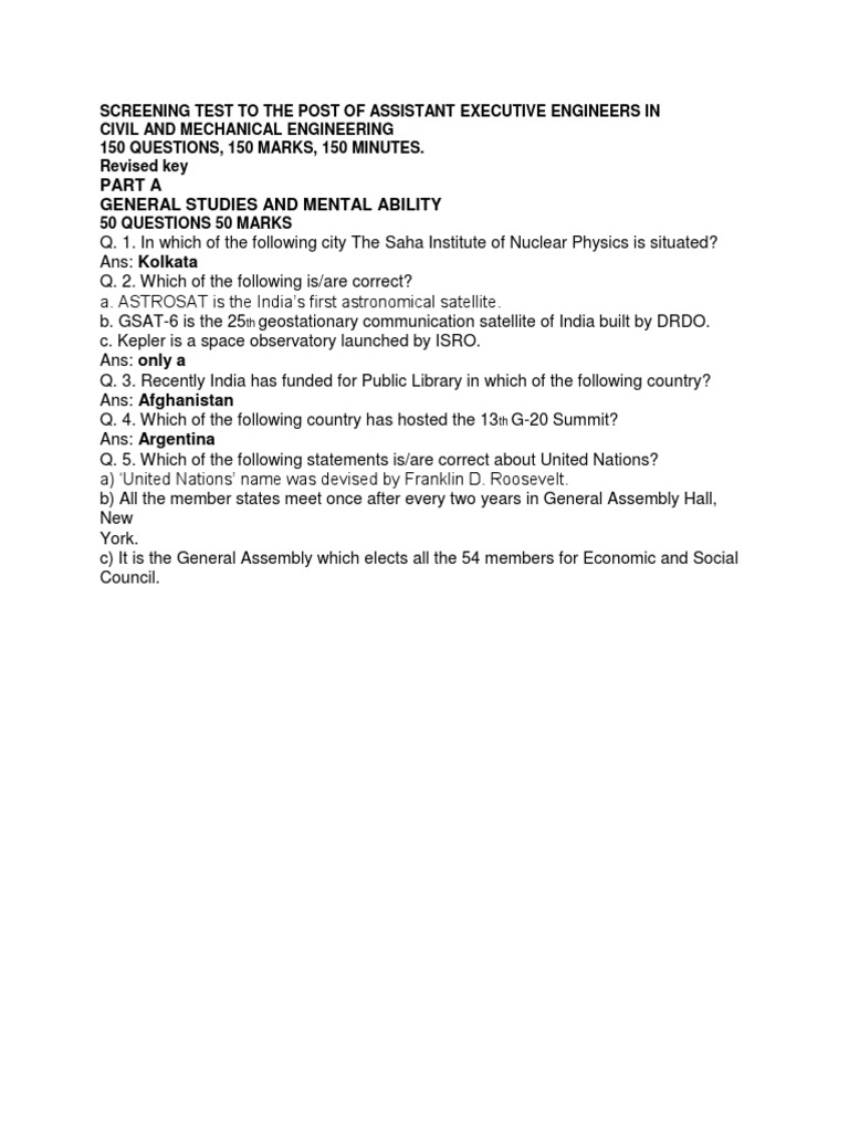 Part A General Studies and Mental Ability | PDF