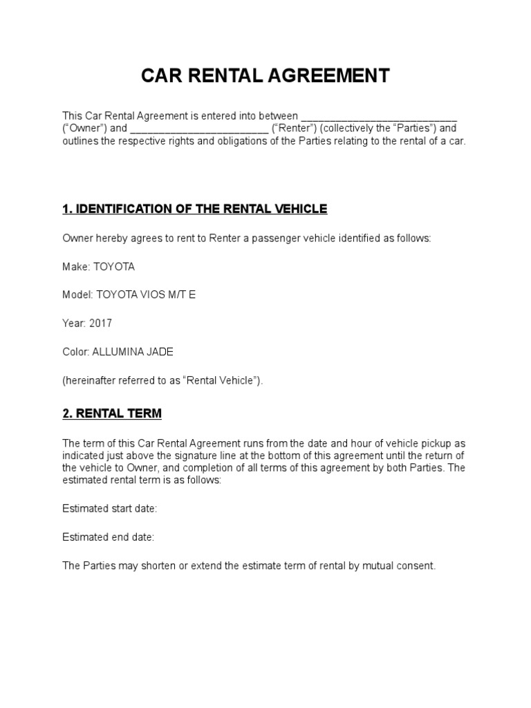 Car Rental Agreement | PDF | Indemnity | Common Law