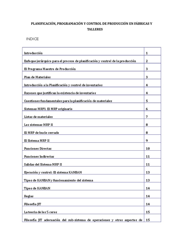 Planificación, Programación y Control de Producción en Fábricas y ...