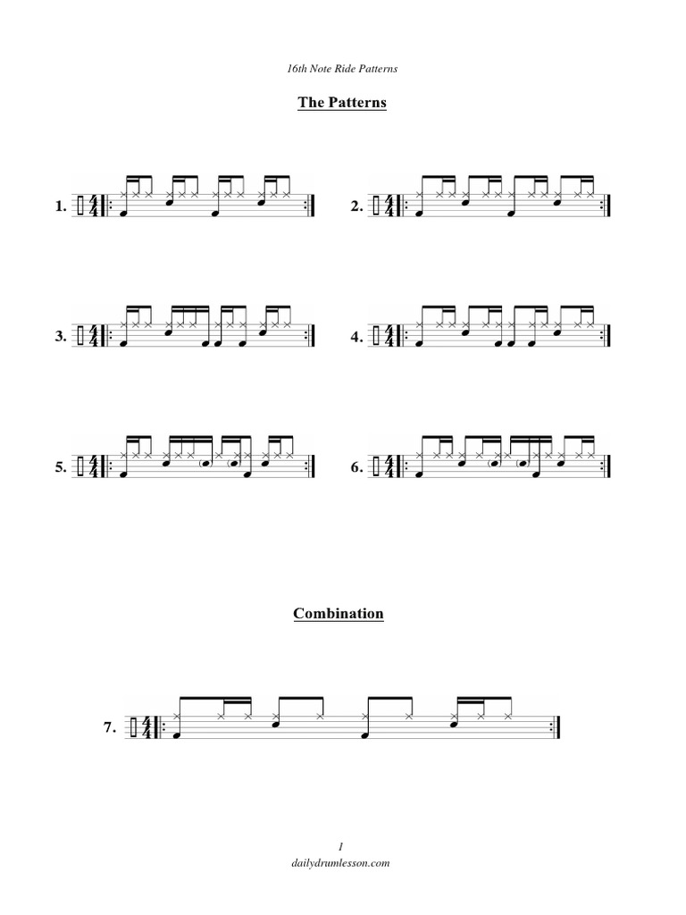 The Patterns: 16th Note Ride Patterns | PDF