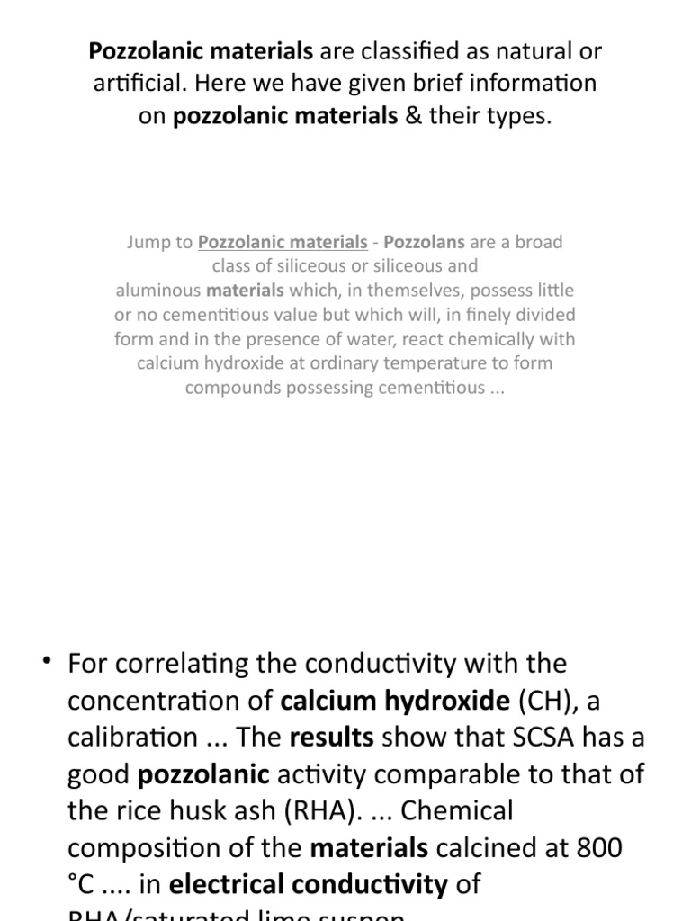 Artificial. Here We Have Given Brief Information On Pozzolanic ...