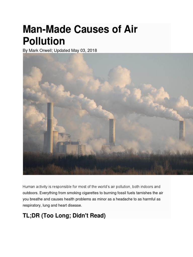Man-Made Causes of Air Pollution: TL DR (Too Long Didn't Read) | PDF ...