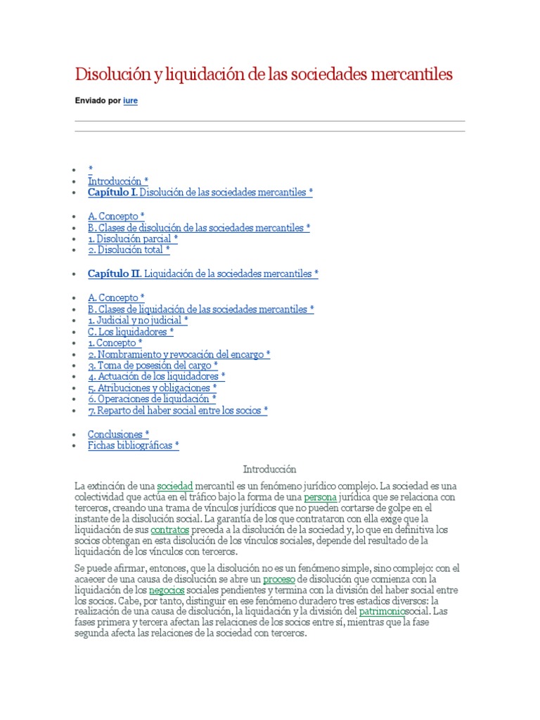 Disolución y Liquidación de Las Sociedades Mercantiles | PDF | Instrumento jurídico | Sociedad ...
