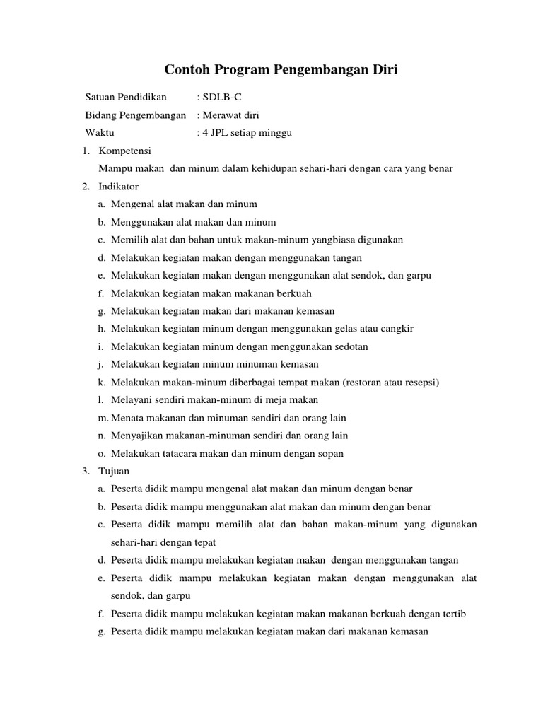 Contoh Program Pengembangan Diri | PDF