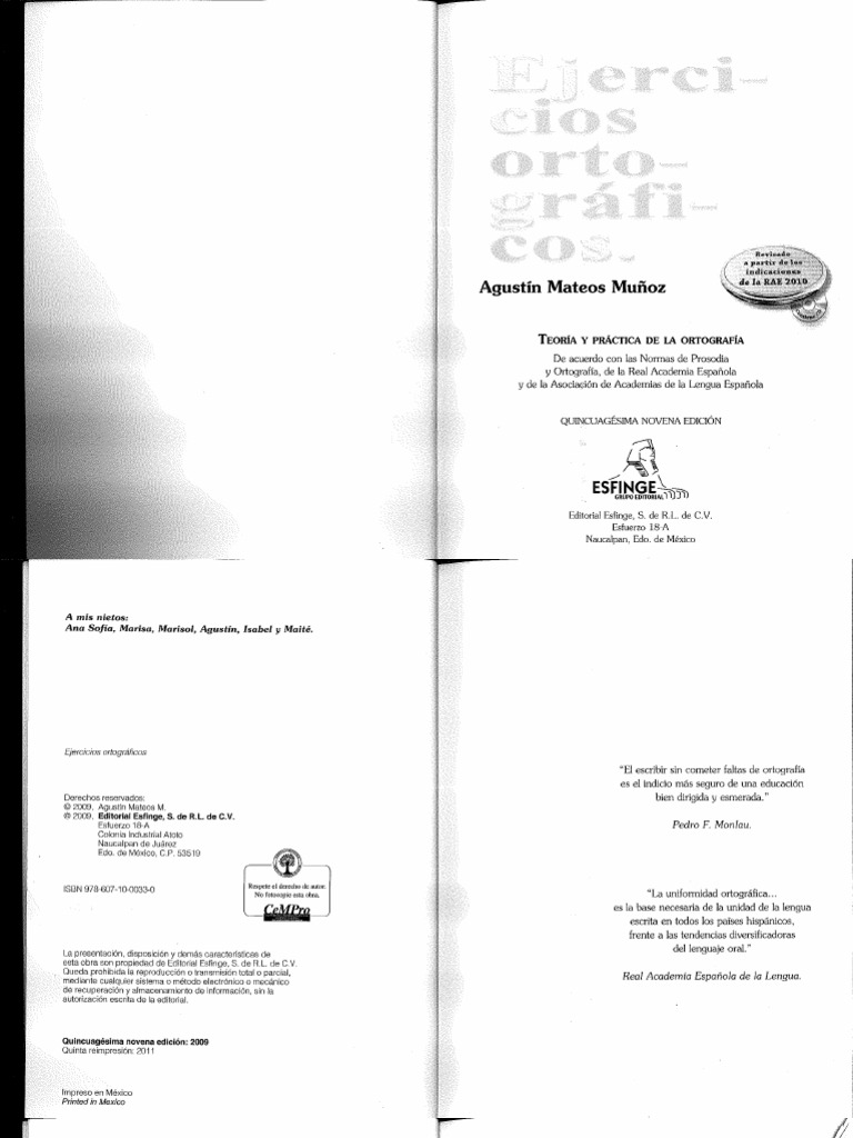 Ejercicios Ortográficos - Agustín Mateos Muñoz - PDF Versión 1 PDF | PDF