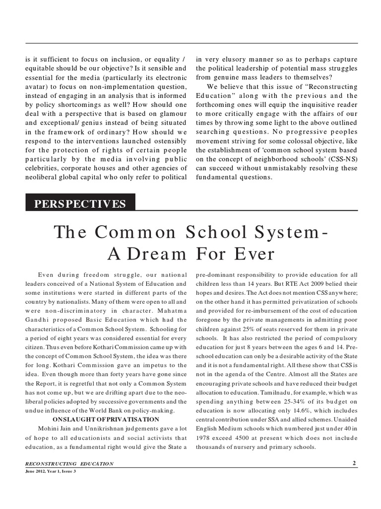 Common School System - SS Rajgopalan | PDF | State School | Public Sphere