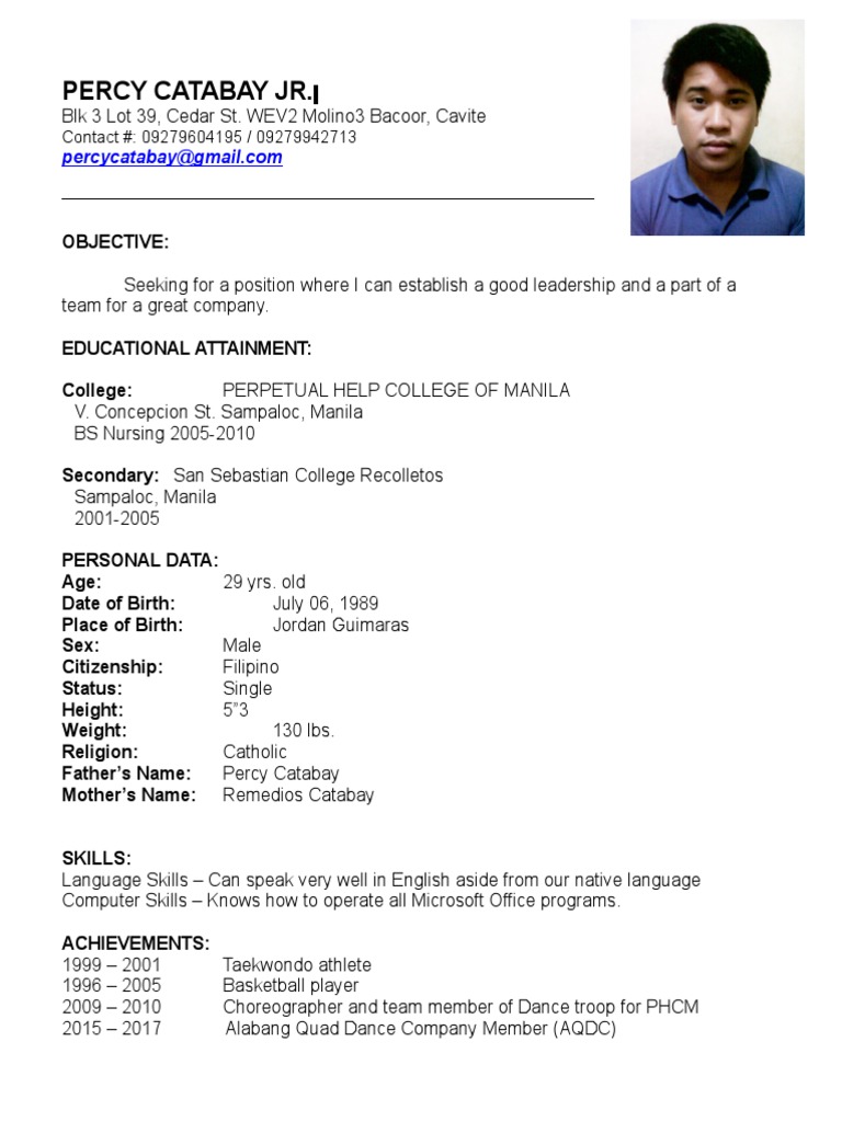 Percy Catabay JR Resume | PDF