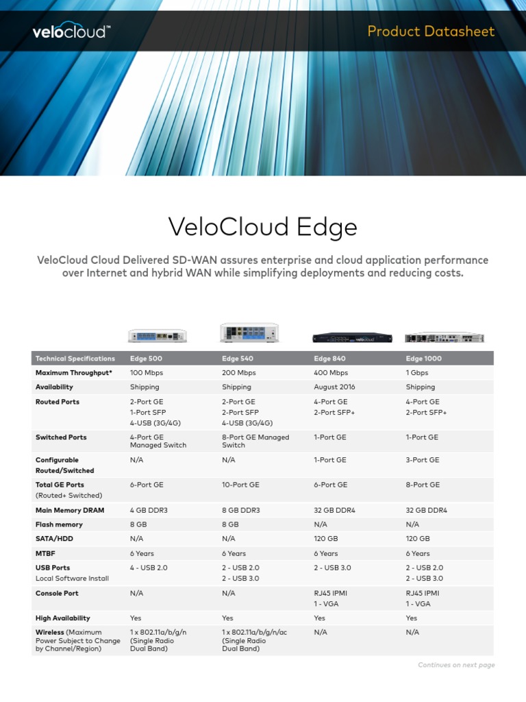 Velocloud Edge: Product Datasheet | PDF | Alternating Current | Power ...