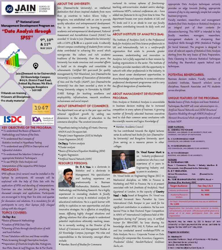 "Data Analysis Through SPSS": 5 National Level Management Development ...