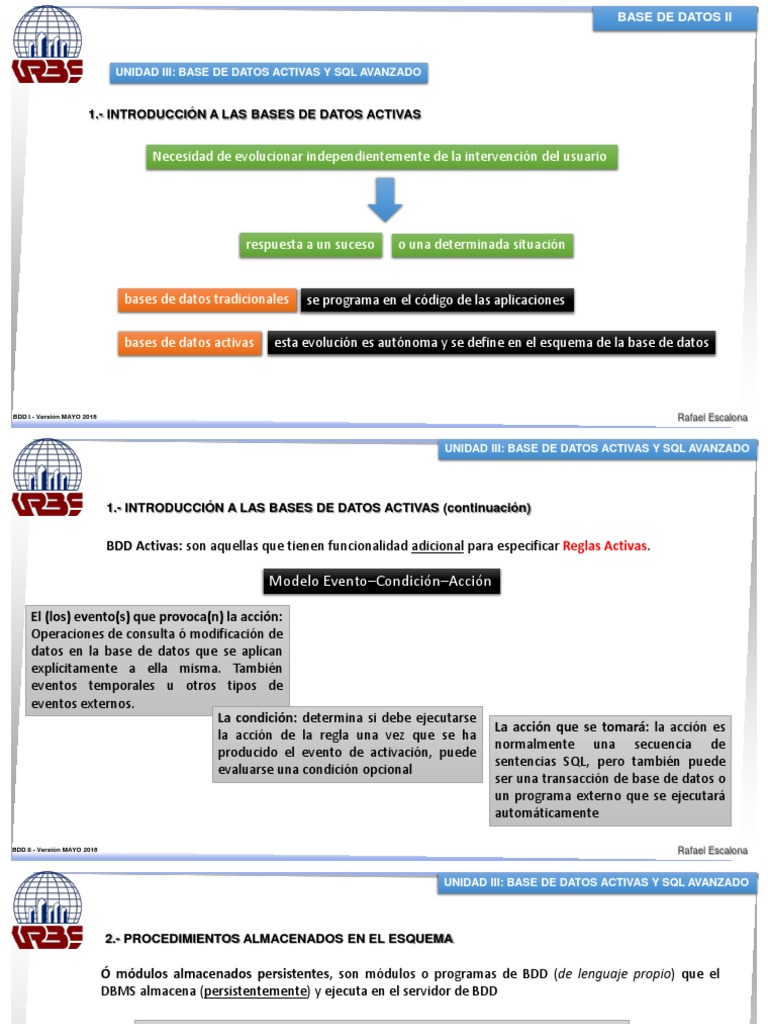 Bases de Datos Activas y SQL Avanzado | PDF | SQL | Bases de datos