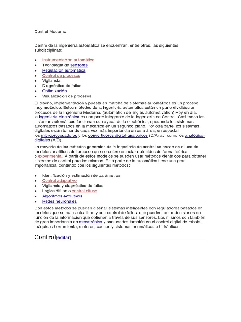 Control Moderno | PDF | Ingeniería de control | Ciencia de sistemas