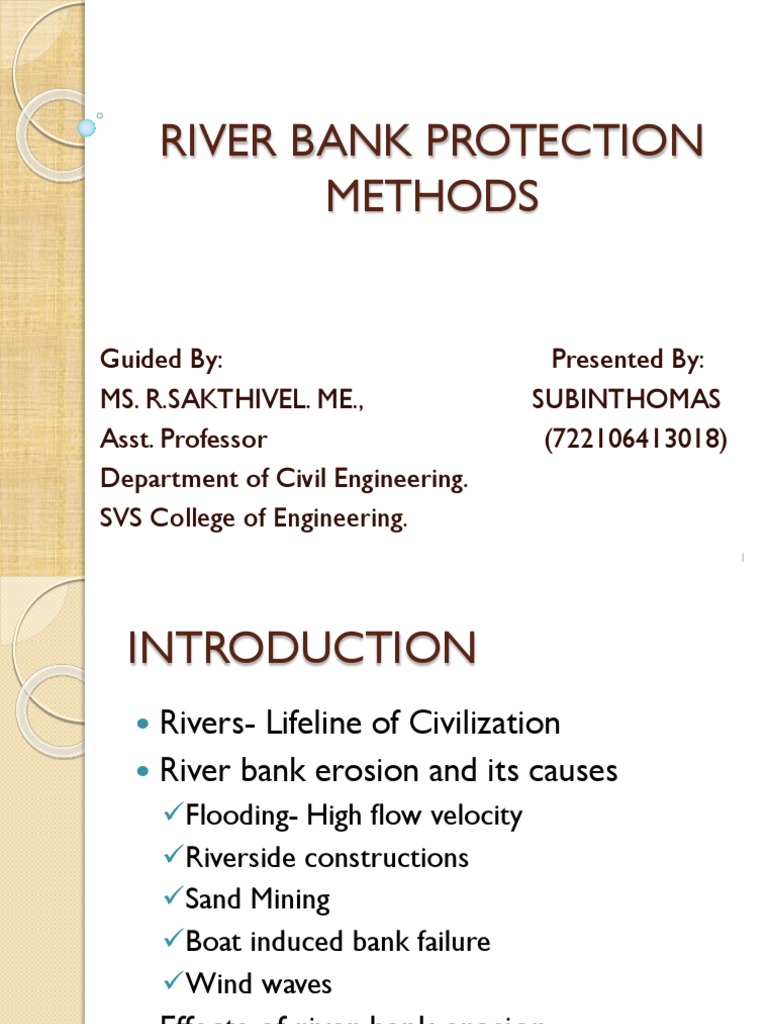 Subin. RIVER BANK PROTECTION METHODS | PDF | Erosion | Concrete