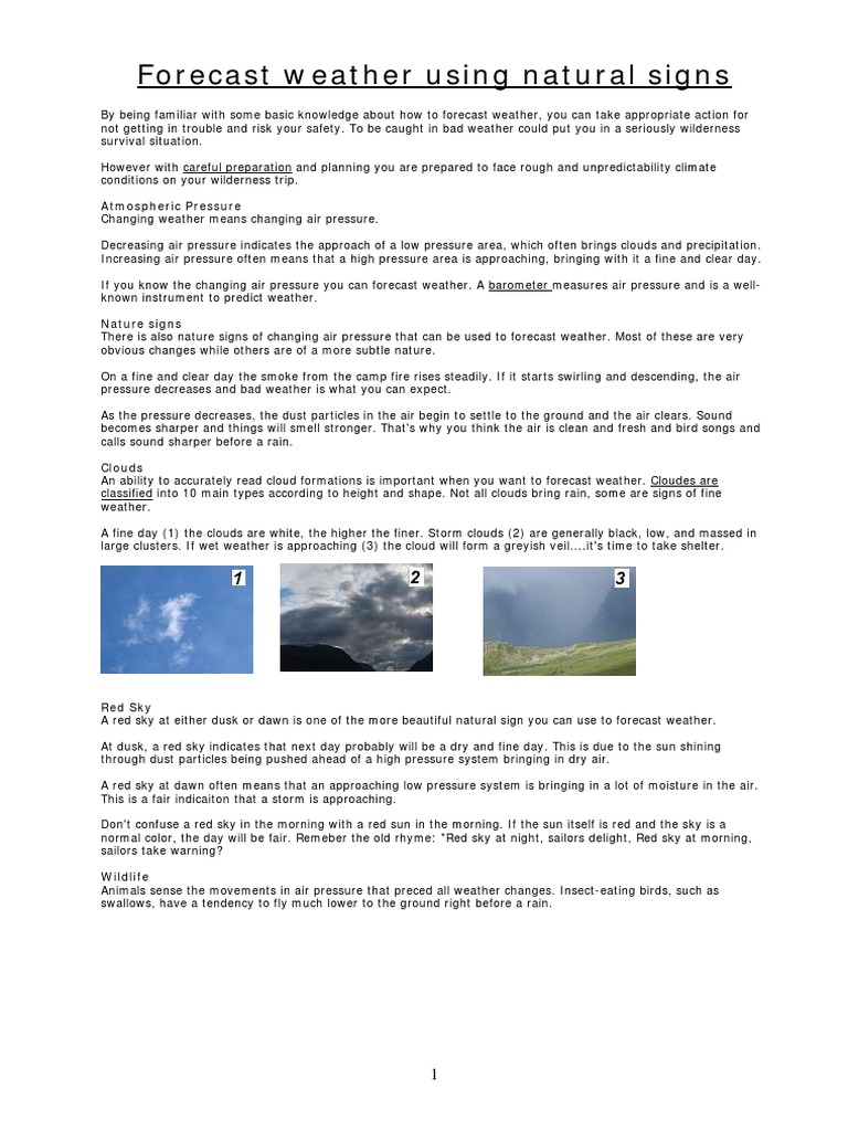 Forecast Weather Using Natural Signs: Atmospheric Pressure | PDF ...
