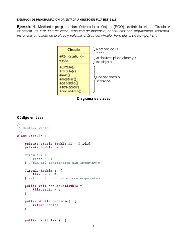 Ejemplos de Programacion Orientada A Objeto en Java | PDF | Objeto ...