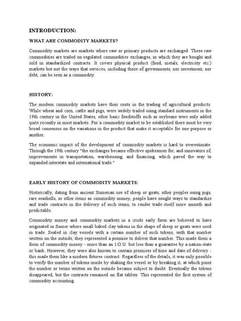 Commodity Market Report | PDF | Futures Contract | Commodity Markets