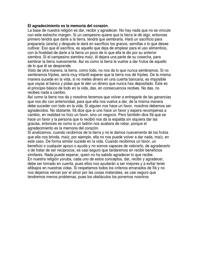 Agradecimiento Memoria Del Corazon | PDF | Religión y creencia